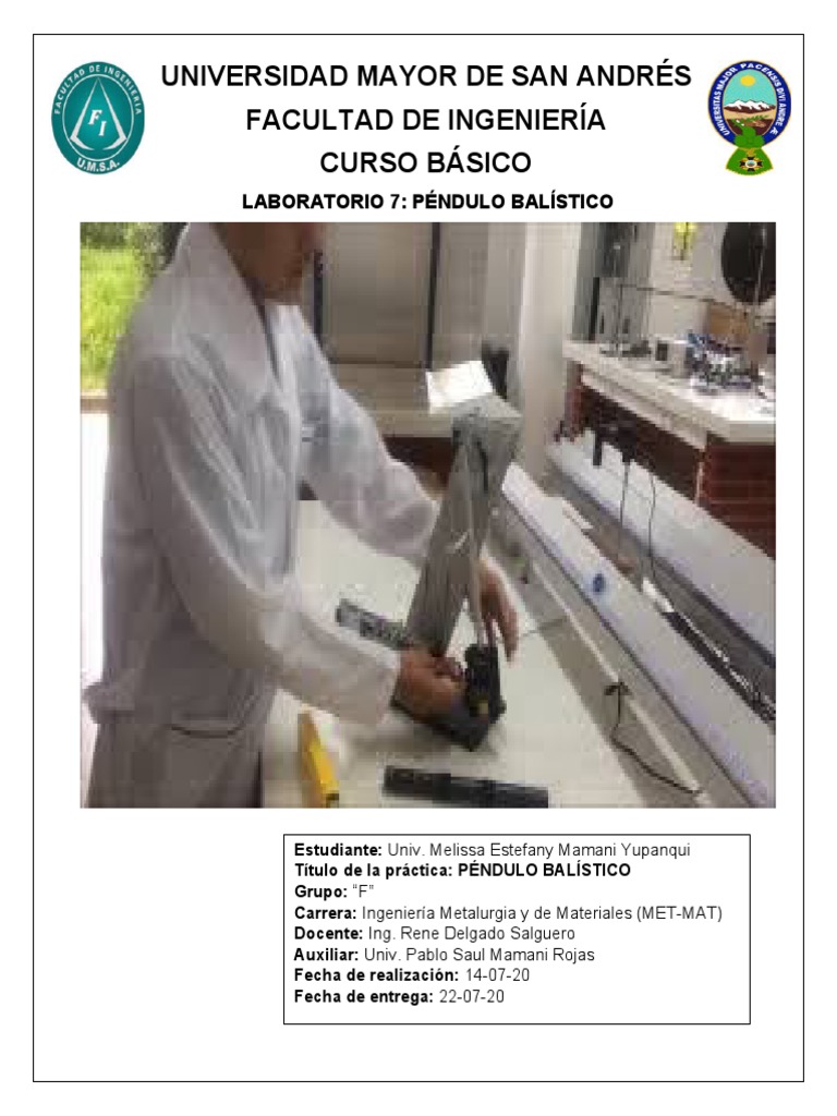 Práctica de Péndulo Balístico | PDF | Péndulo | Masa