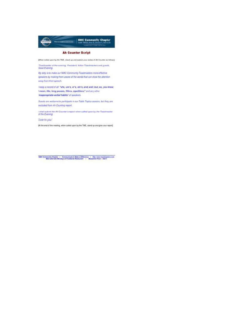 Ah Counter Script | PDF