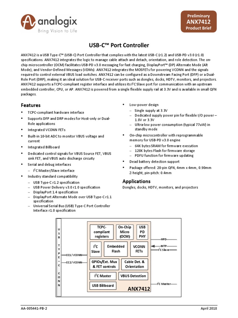 USB-C™ Port Controller: Features | PDF | Usb | Electronics