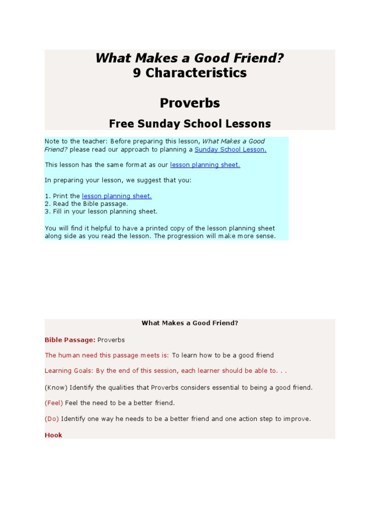 Characteristics of True Friendship | PDF | Friendship | David