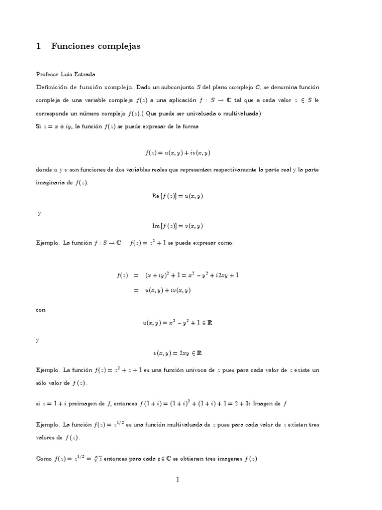Funciones Complejas | Descargar gratis PDF | Logaritmo | Función (Matemáticas)