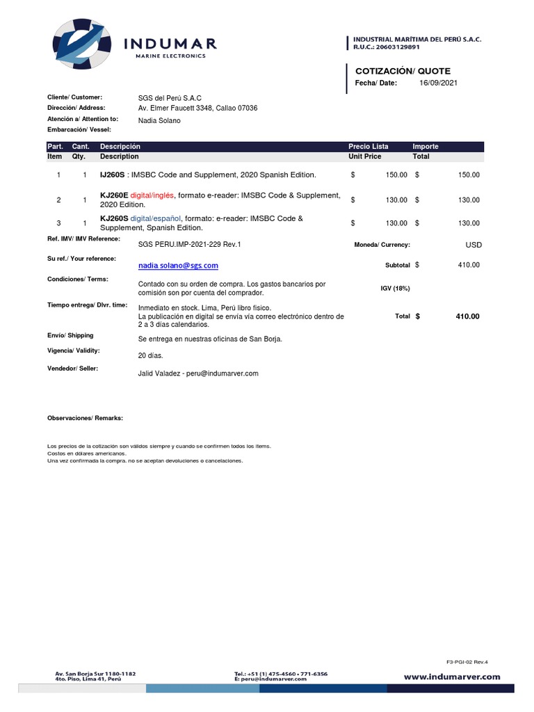 Sgs Peru - Imp 2021 229 Rev.1 | PDF