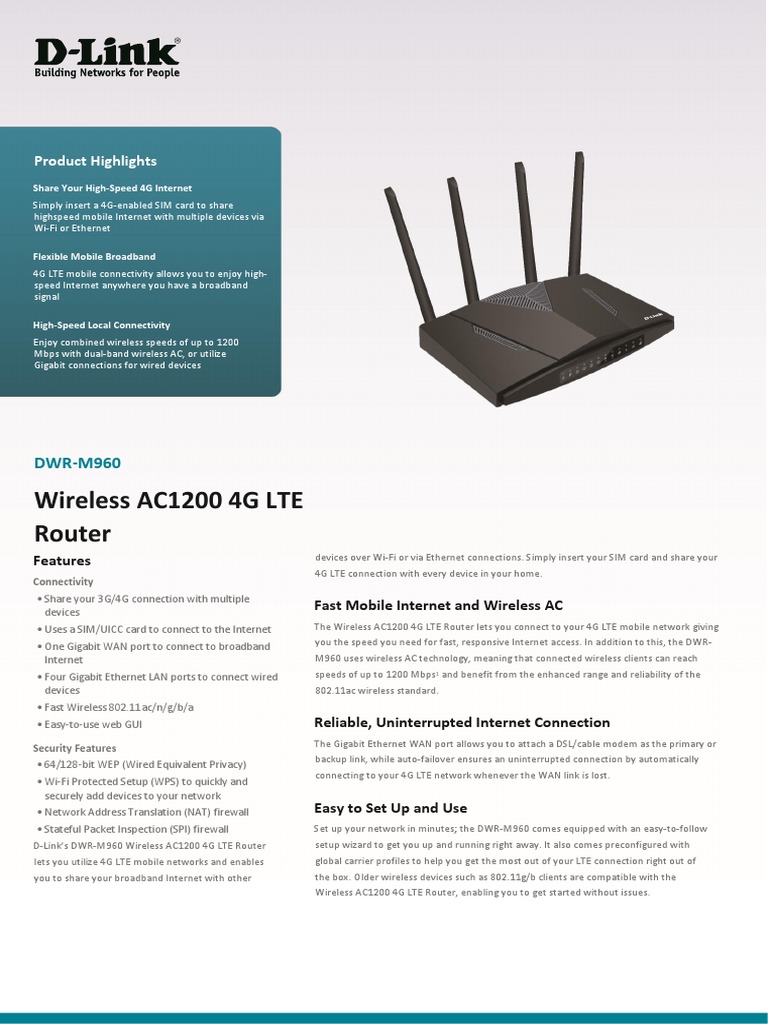 DWR-M960 Datasheet IDN | PDF | Wi Fi | 4 G