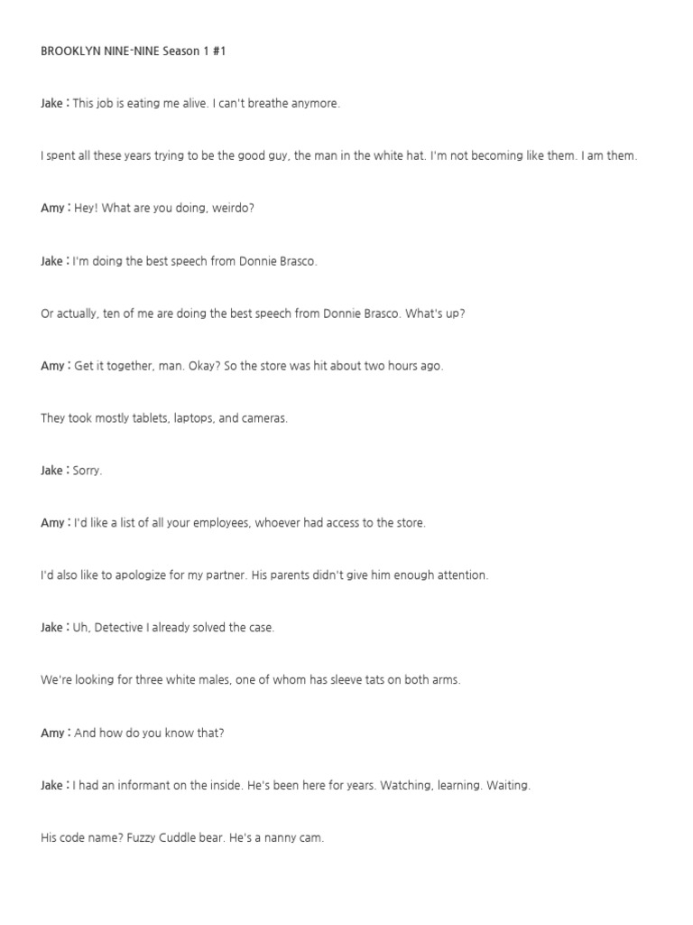 Brooklyn Nine-Nine S01e01 Episode Script - SSo | PDF