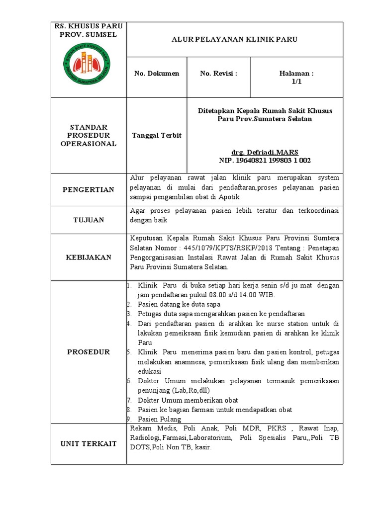 SPO Alur Klinik Paru - Ok | PDF