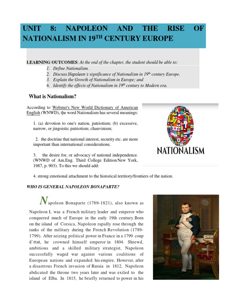 Nationalism in 19 Century Europe OF Rise THE AND Napoleon 8: Unit | PDF ...