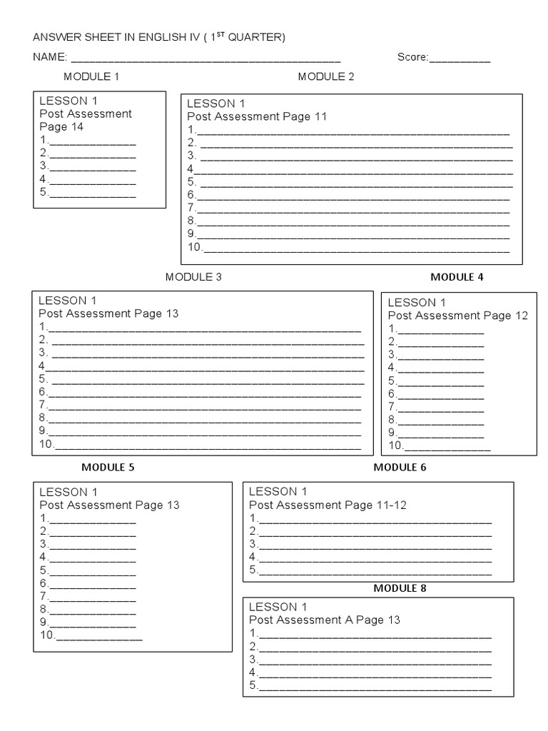 Answer Sheet in English Iv | PDF | Career & Growth | Business