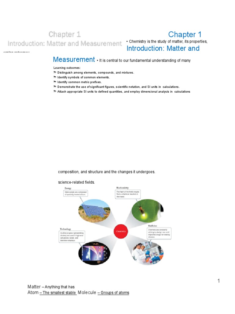 Introduction: Matter and Measurement: - Chemistry Is The Study of ...