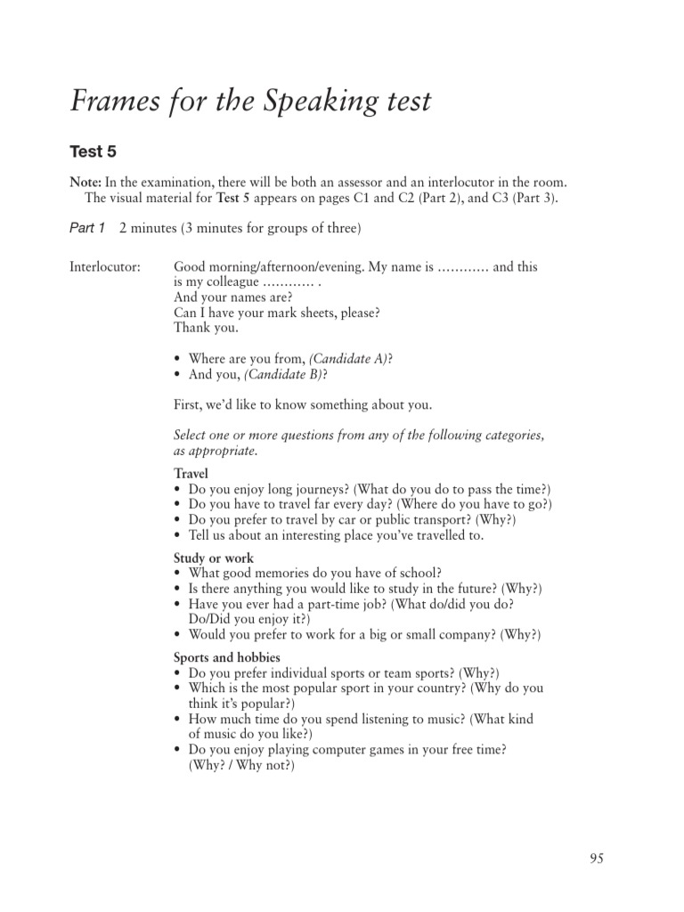 FCE Speaking Booklet | PDF | Cognition | Communication