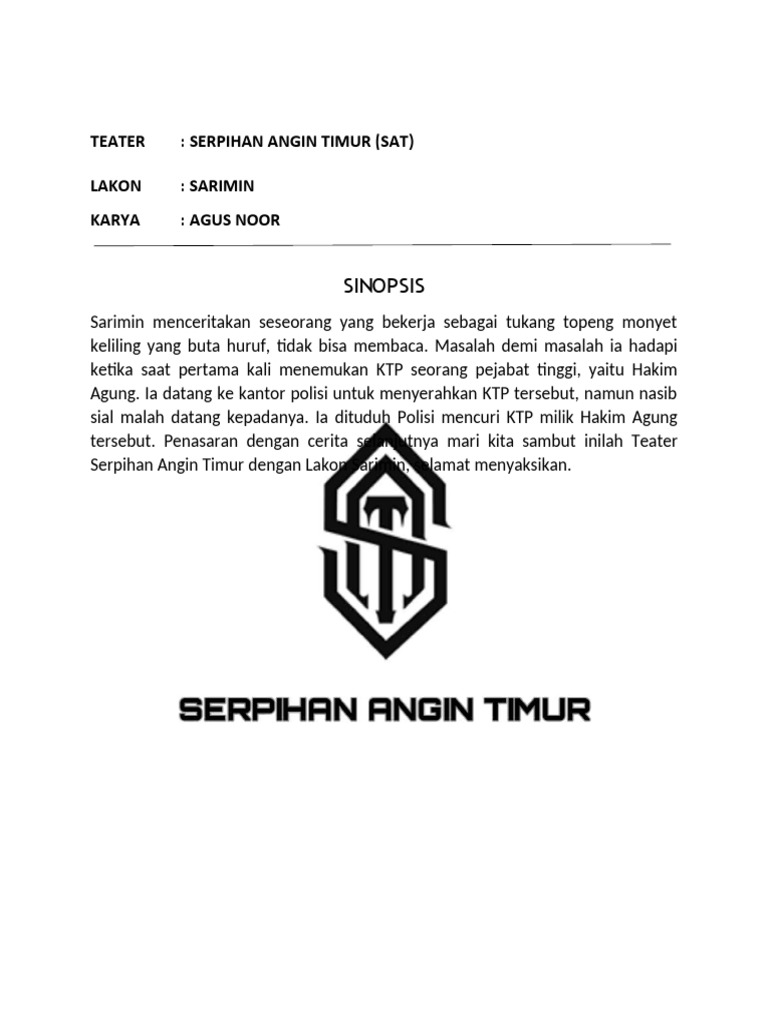 Sinopsis Sarimin (Sat) | PDF | Klasik