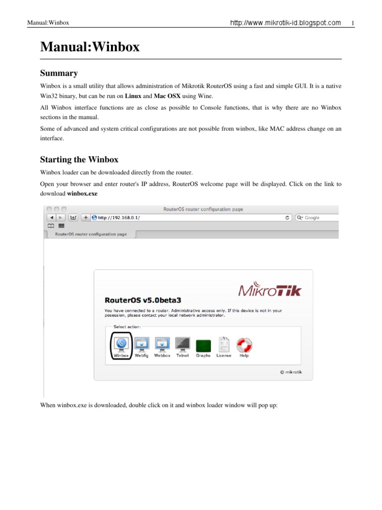 Mikrotik Winbox Tutorial | PDF | Router (Computing) | Ip Address