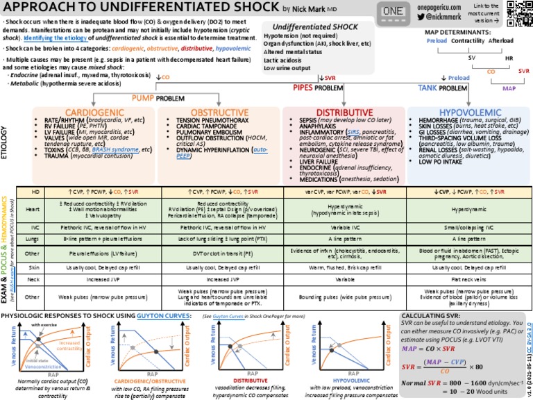 ICU One Pager Undifferentiated Shock | PDF | Shock (Circulatory) | Heart