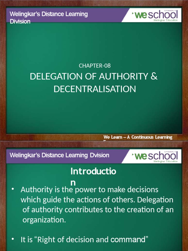 08 Delegation Of Authority Decentralisation Pdf Human Nature