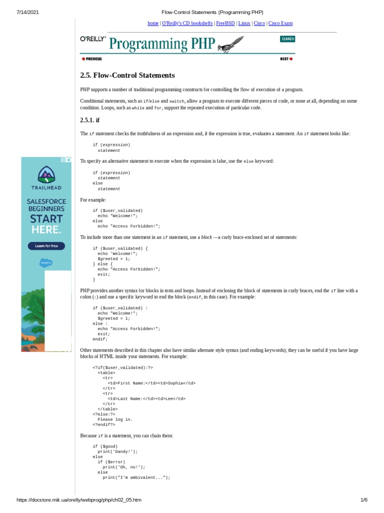 UNIT 1 - Flow-Control Statements (Programming PHP) | PDF | Control Flow | Computing