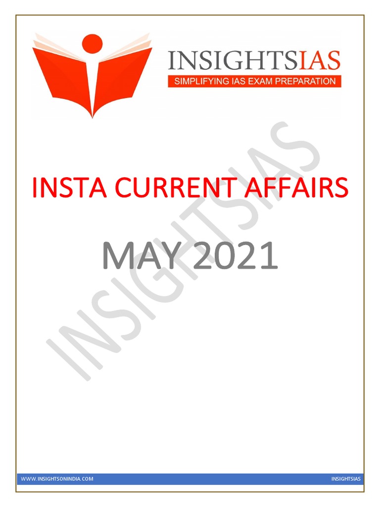 INSTA May 2021 Current Affairs Compilation - 1 | PDF