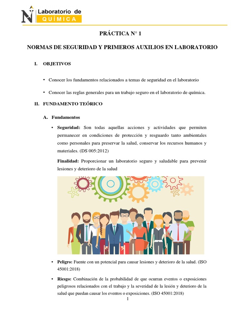 Práctica #1 - Normas de Seguridad y Primeros Auxilios en Laboratorio | PDF | Primeros auxilios ...