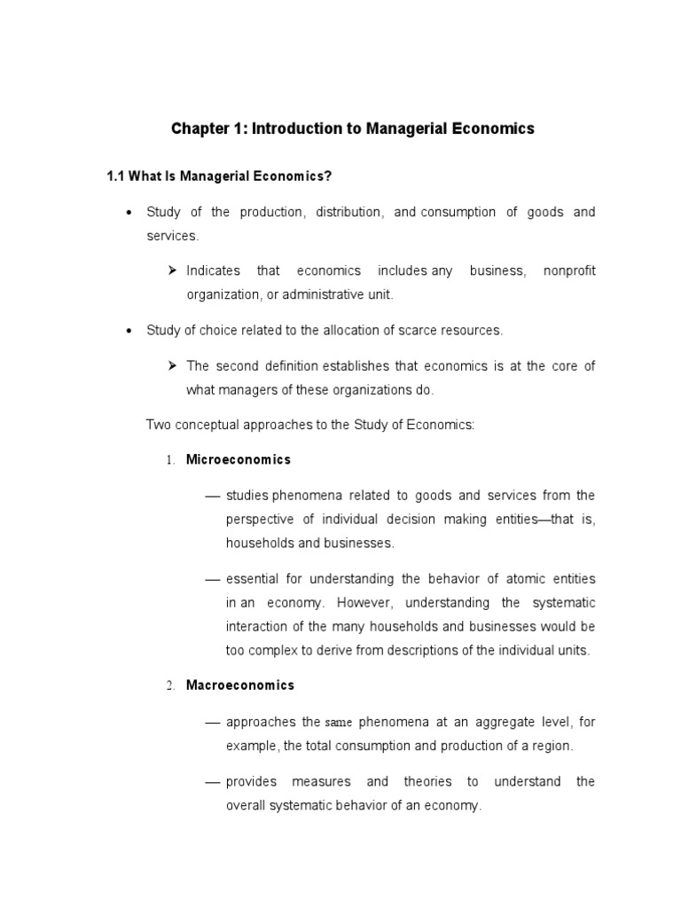 Chapter 1: Introduction To Managerial Economics | PDF | Economics | Science