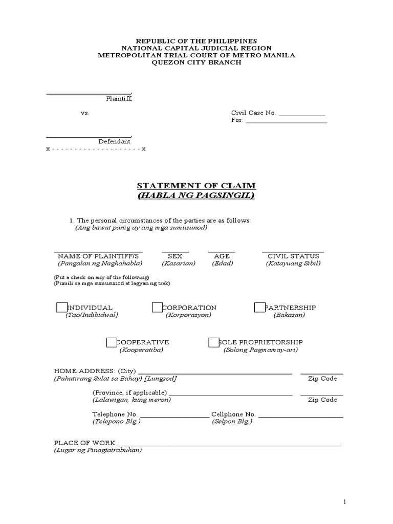 Small Claims Draft | PDF