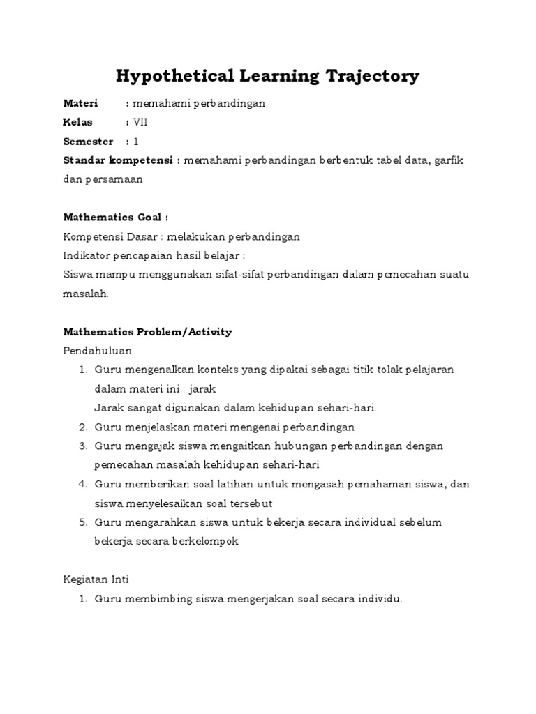 Hypothetical Learning Trajectory | PDF
