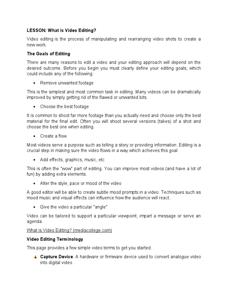 Fundamentals of Video Editing | PDF | Software Development | System ...