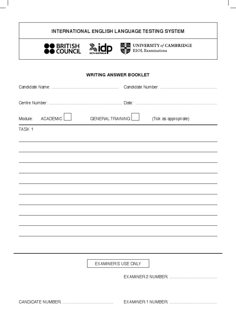 IELTS Writing Answer Sheet Template | PDF