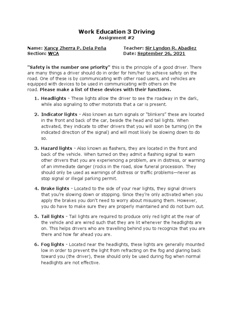 Essential Driving Safety Devices Explained | PDF | Headlamp | Safety