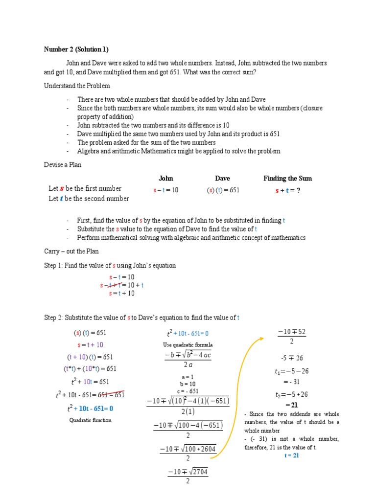Number 2 (Solution 1) : Let Be The First Number Let Be The Second ...