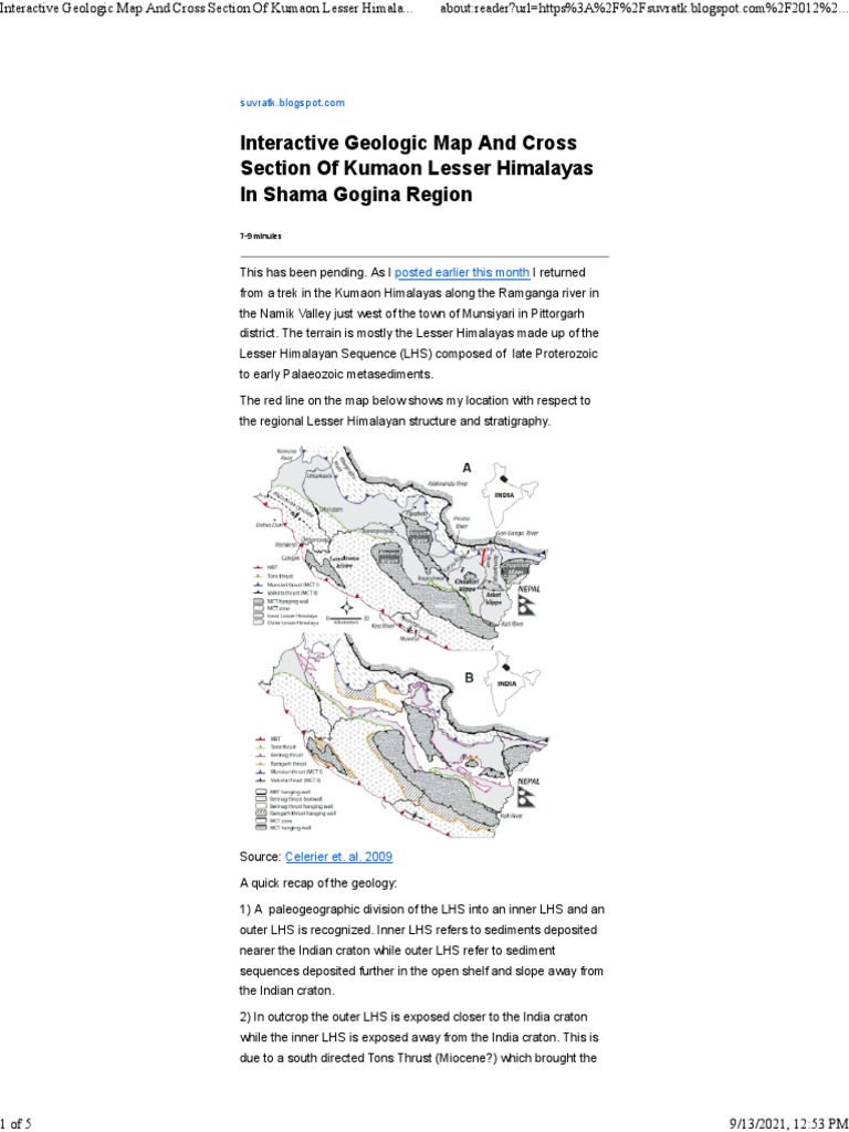 Kumaon Lesser Himalayas Geology Map | PDF | Fault (Geology) | Geology