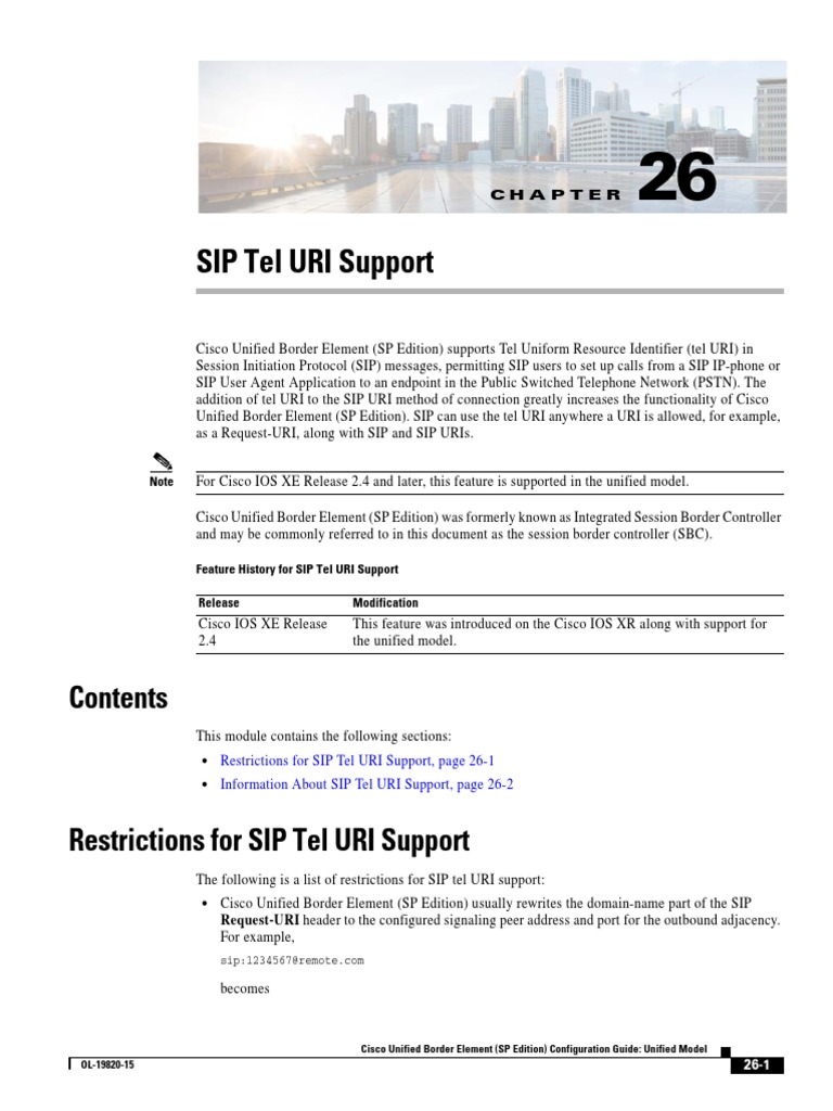 Feature History For SIP Tel URI Support | PDF | Session Initiation ...