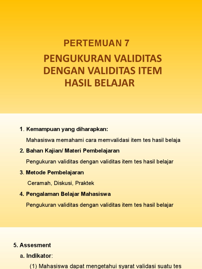 Pertemuan 7 Uji Validitas | PDF | Karier & Perkembangan