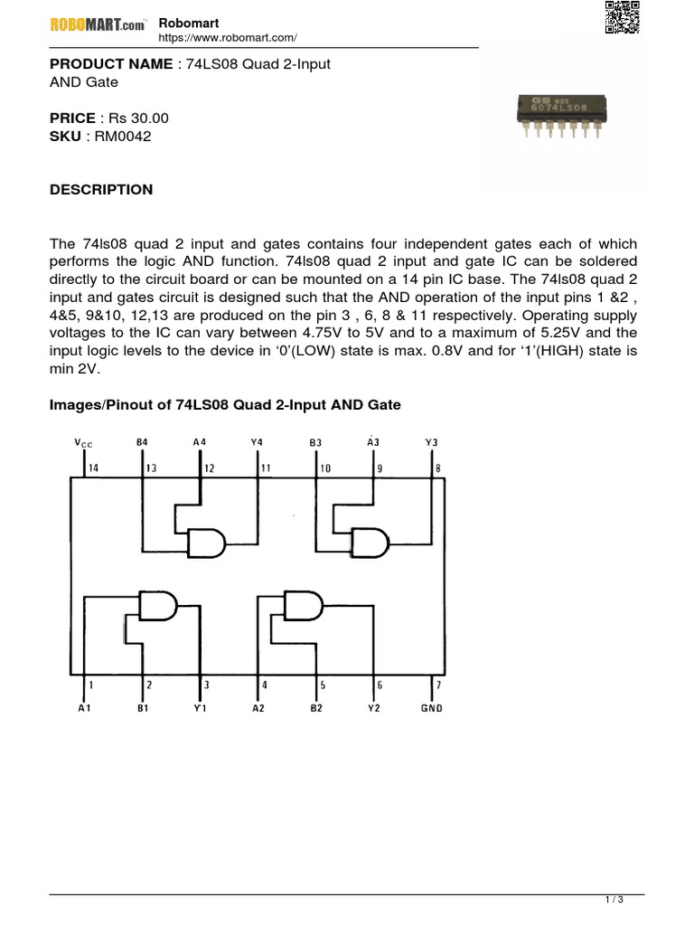 74LS08 Quad AND Gate IC Details | PDF | Computers