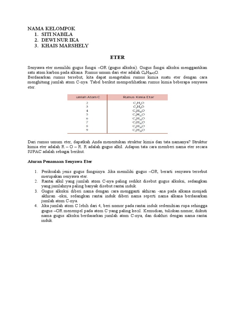 Struktur Kimia Eter | PDF