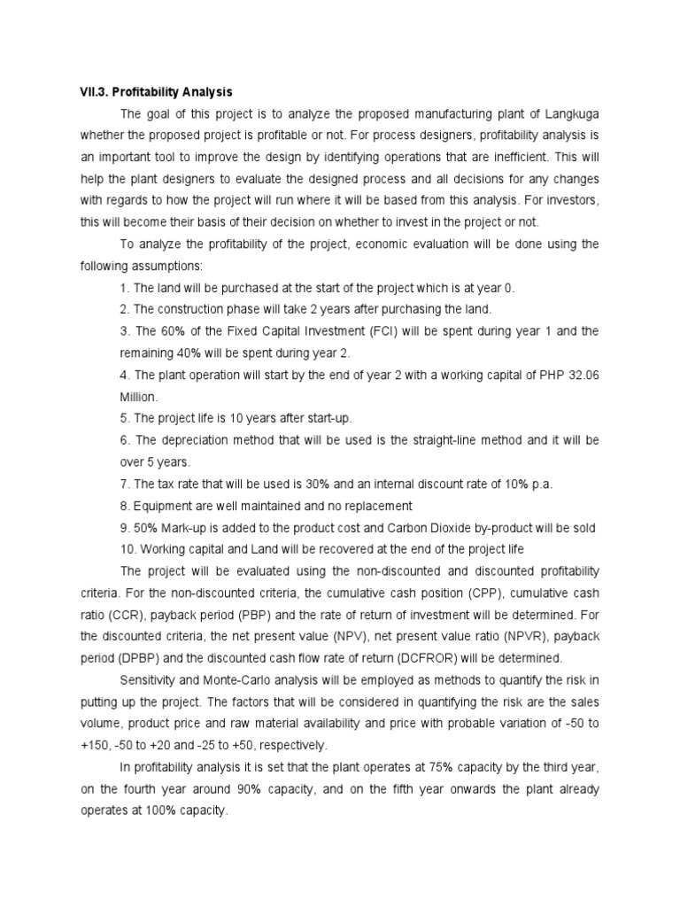 Profitability Analysis Report Sample | PDF | Net Present Value ...