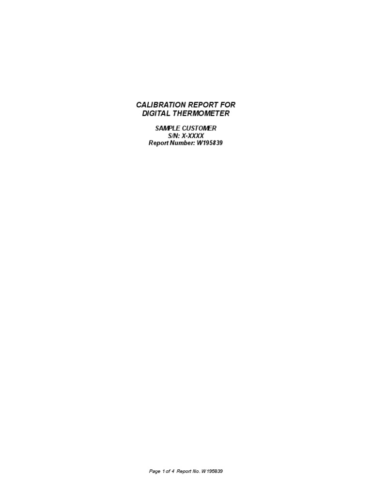 Digital Thermometer Calibration Report | PDF | Calibration | Standard ...