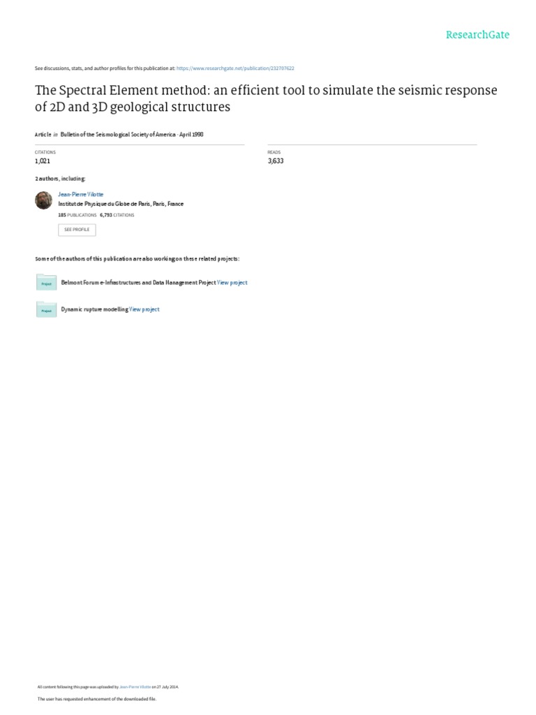 The Spectral Element Method: An Efficient Tool To Simulate The Seismic Response of 2D and 3D ...