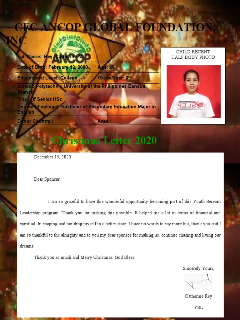 CFC Ancop Global Foundation, INC: Christmas Letter 2020 | PDF
