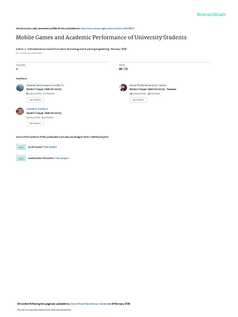 Mobile Games and Academic Performance of University Students | PDF ...
