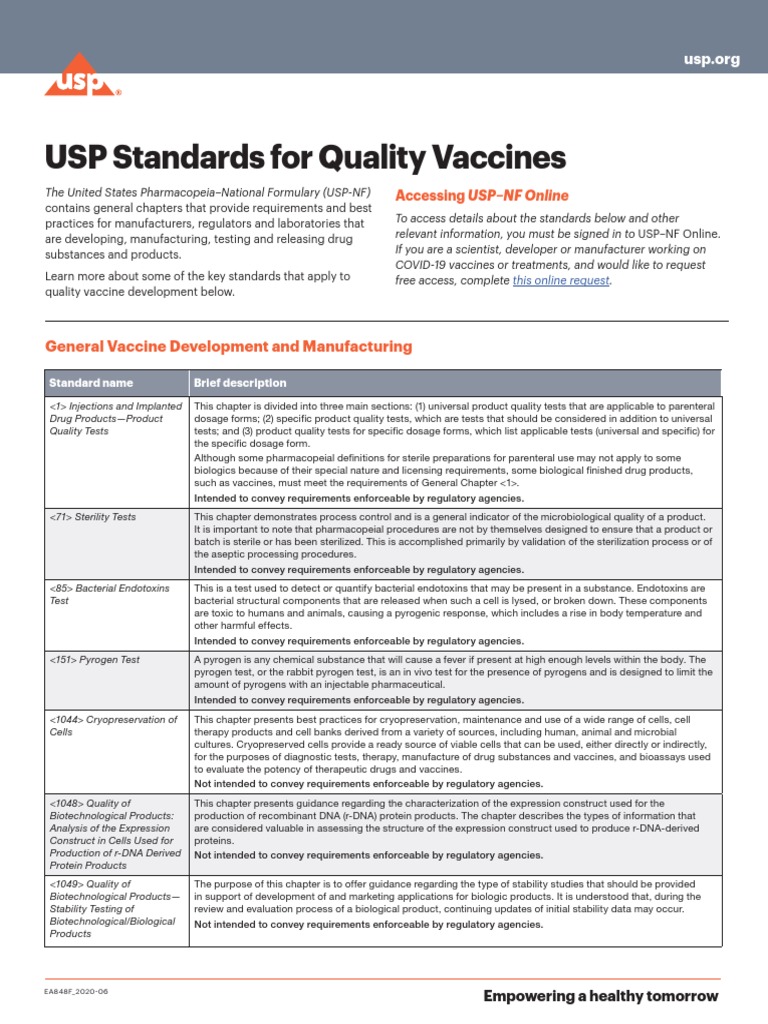 USP Standards for Vaccine Quality | PDF | Vaccines | Assay