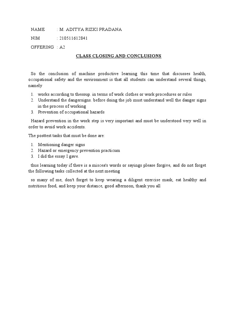 Class Closing and Conclusions | PDF | Career & Growth | Business
