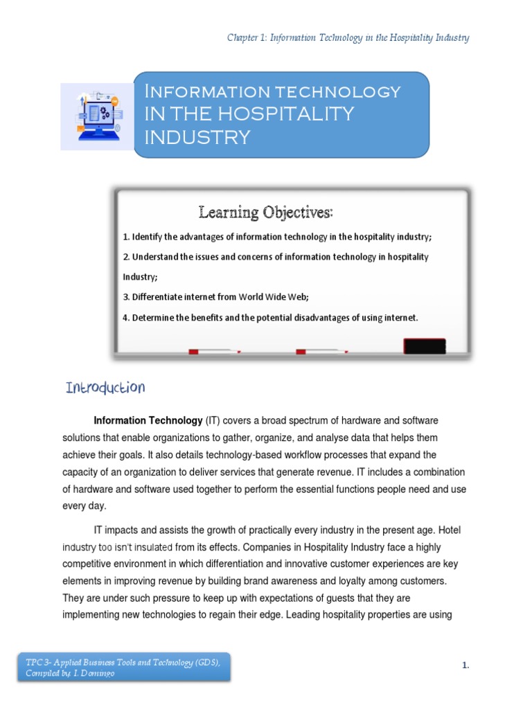 Chapter 1: Information Technology in The Hospitality Industry | PDF ...