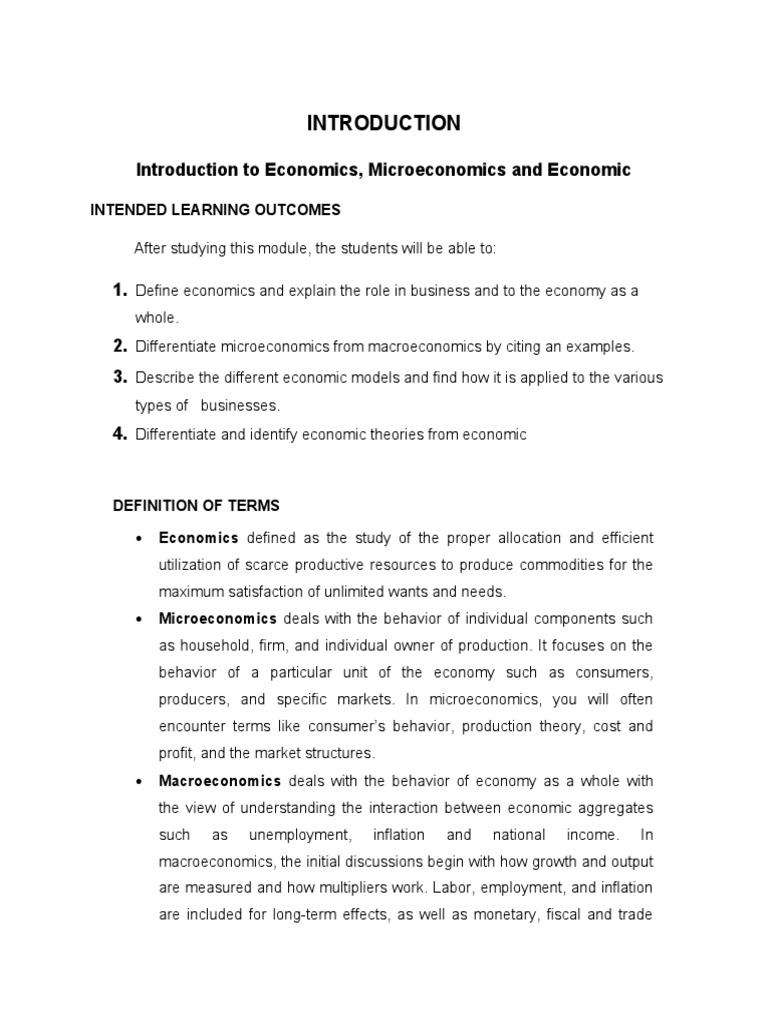 Notes To Introduction To Basic Microeconomics | PDF | Economics ...