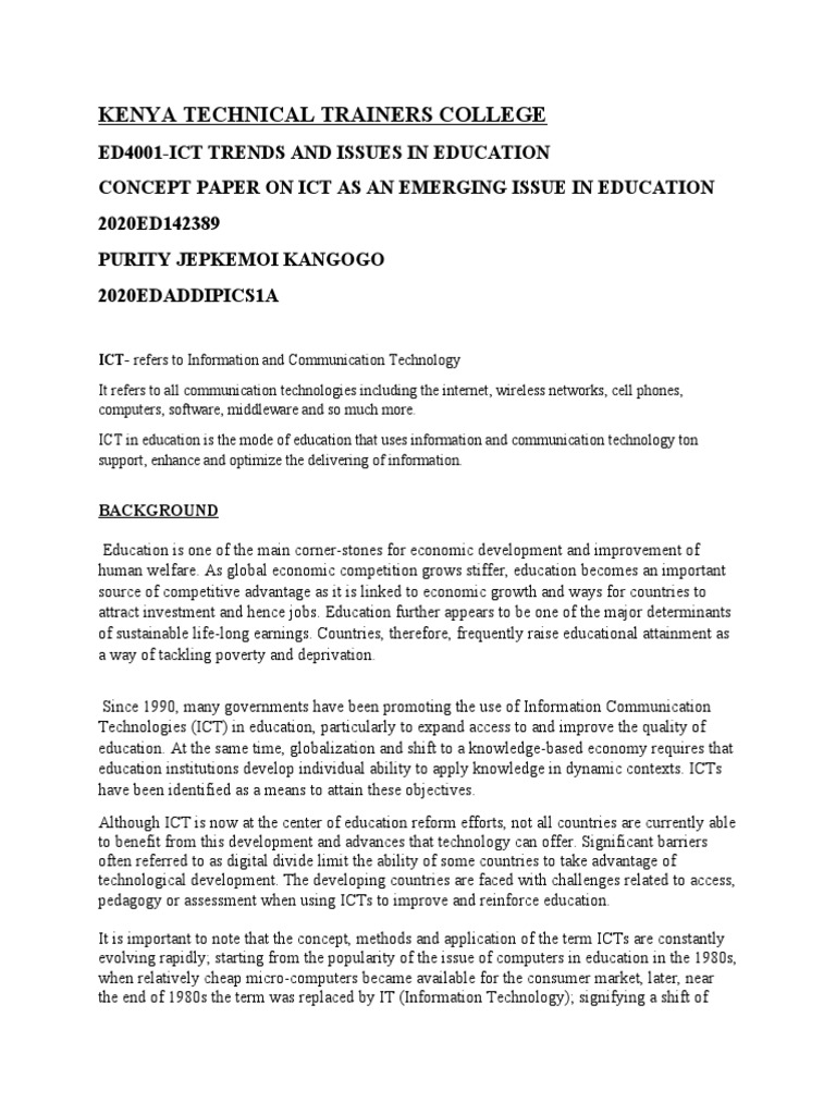 Concept Paper, Ict As An Emerging Issue | PDF | Information And ...