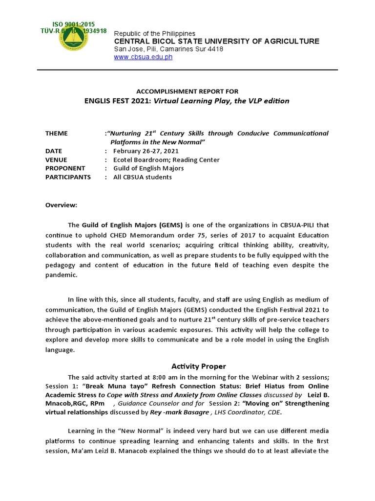 Final Narrative Report | Download Free PDF | Behavior Modification | Communication