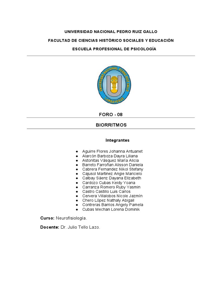 BIORRITMOS | PDF | Ritmo | Dormir