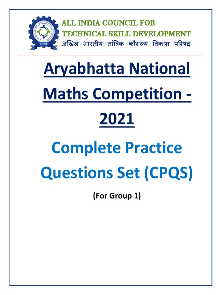 Aryabhatta National Maths Competition - 2021: Complete Practice ...