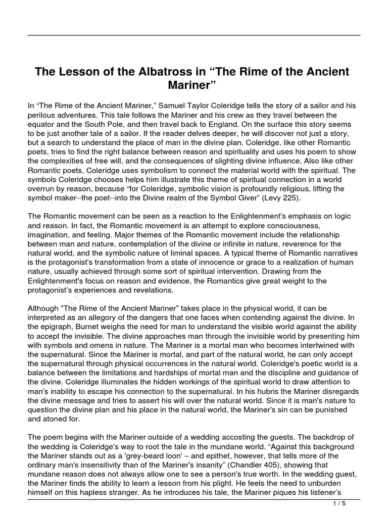 The Lesson of The Albatross in The Rime of The Ancient Mariner | PDF