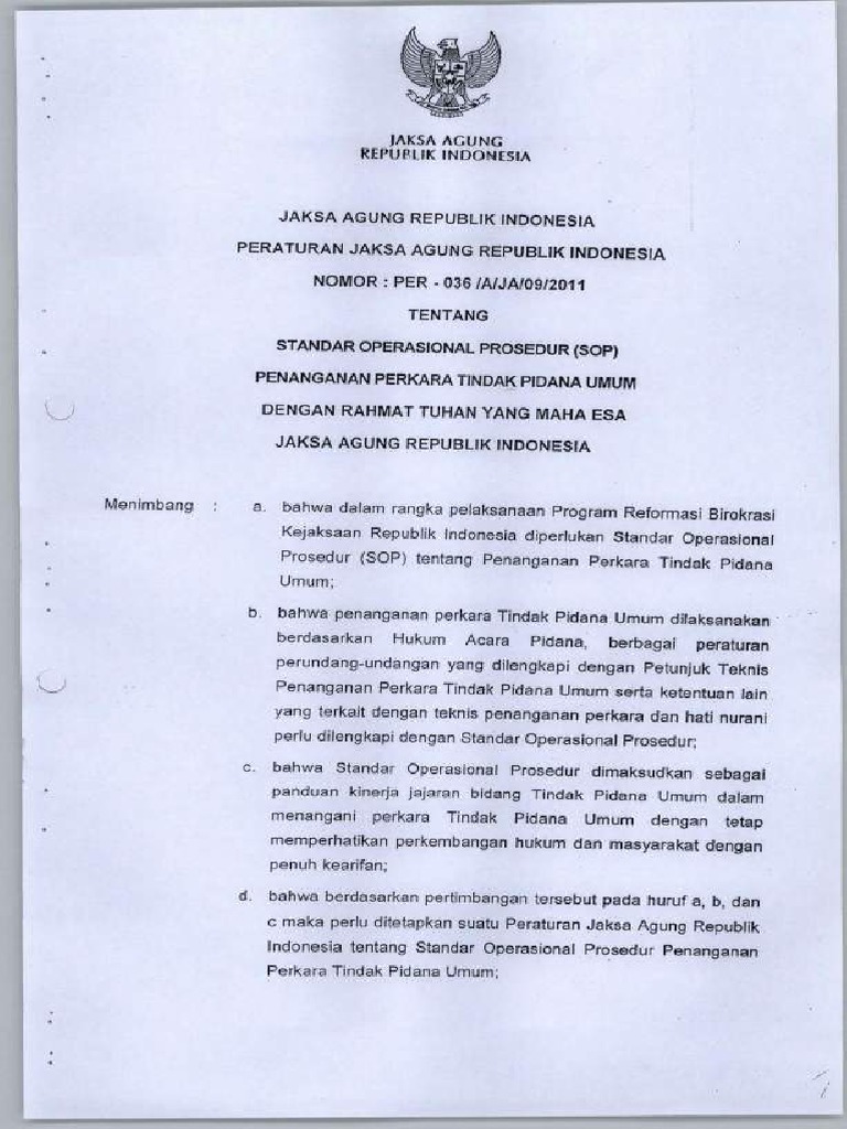 SOP Perkara Pidum | PDF
