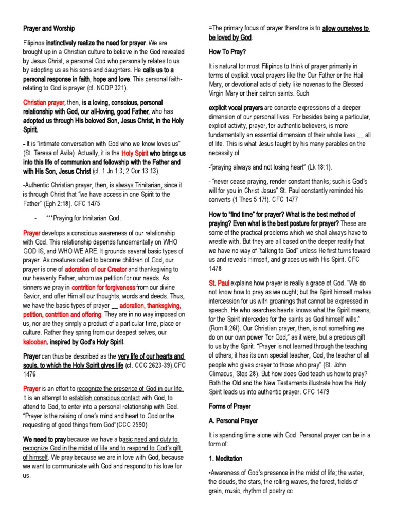 Lesson 3-Prayer and Worship | PDF | Prayer | God The Father