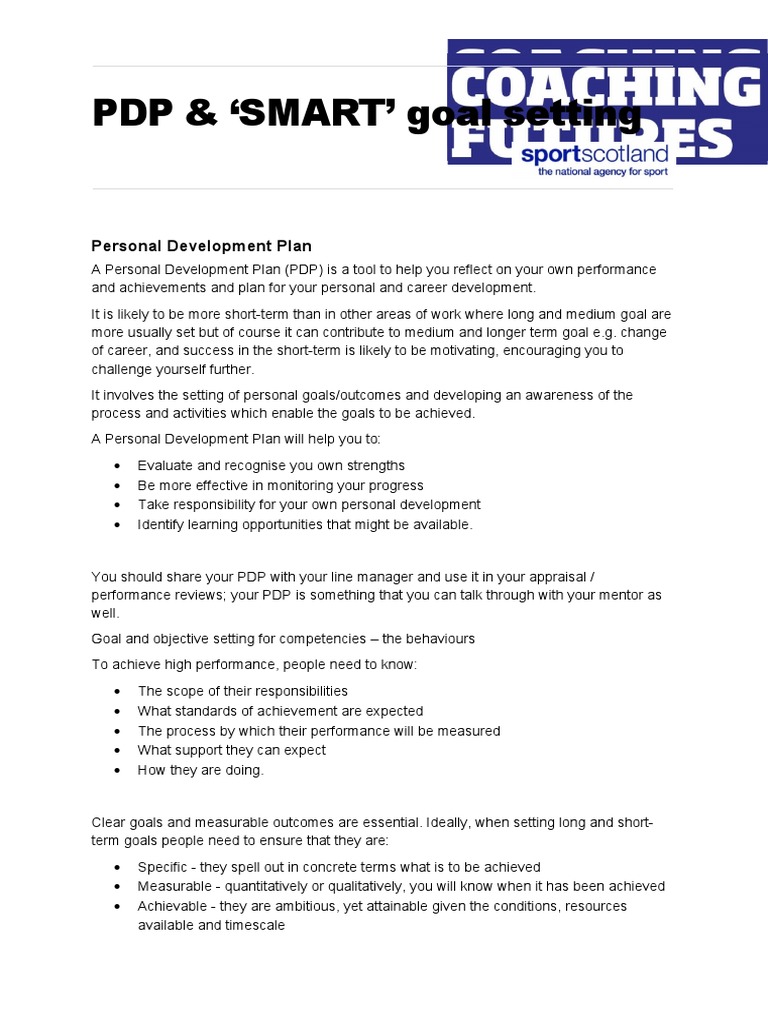 PDP & SMART' Goal Setting: Personal Development Plan | PDF | Goal ...