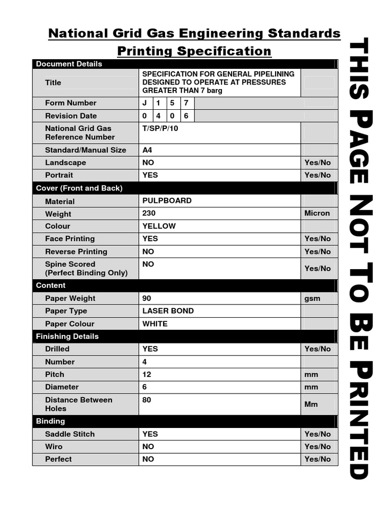 National Grid Gas Engineering Standards Printing Specification ...